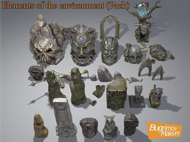 3D model Elements of the environment Pack VR / AR / low-poly | CGTrader