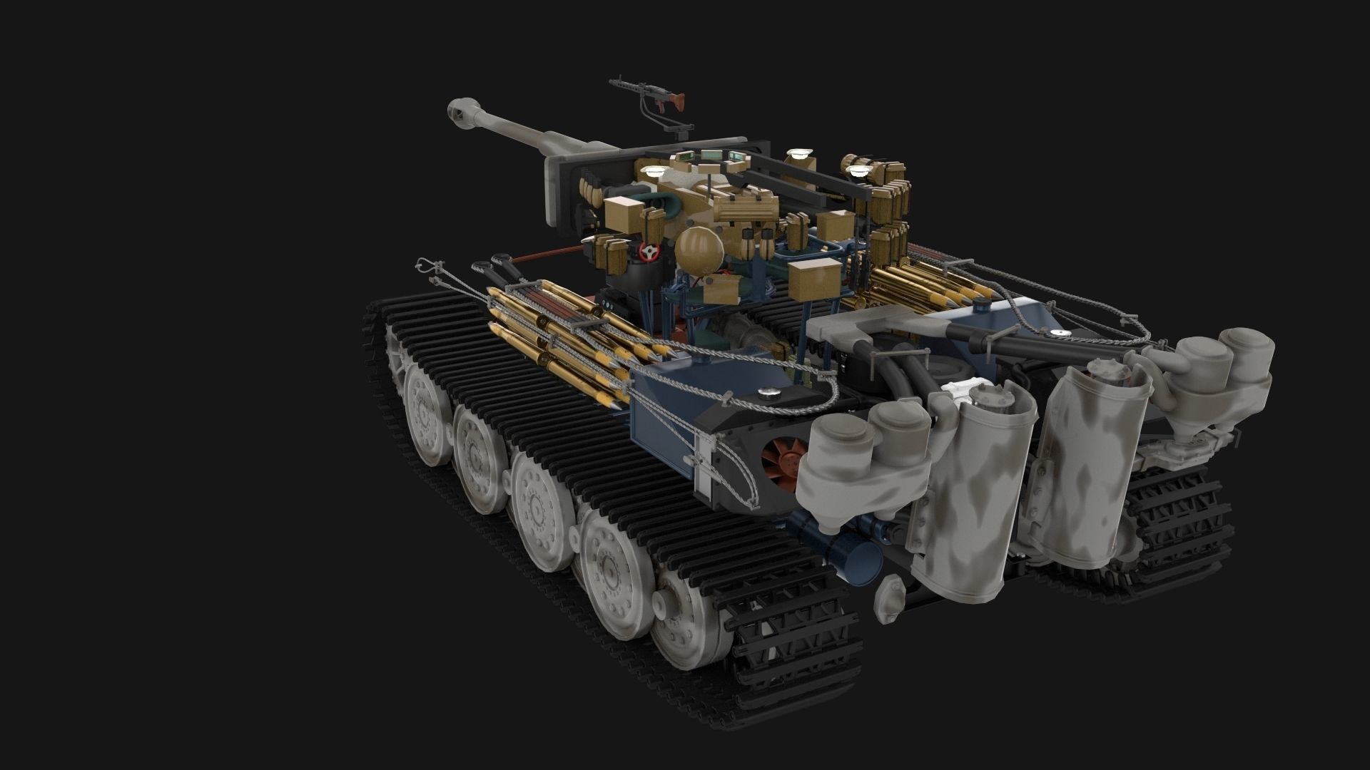 Fully built Panzer Tiger Tank Late 1944 v3 interior and engine 3D model ...