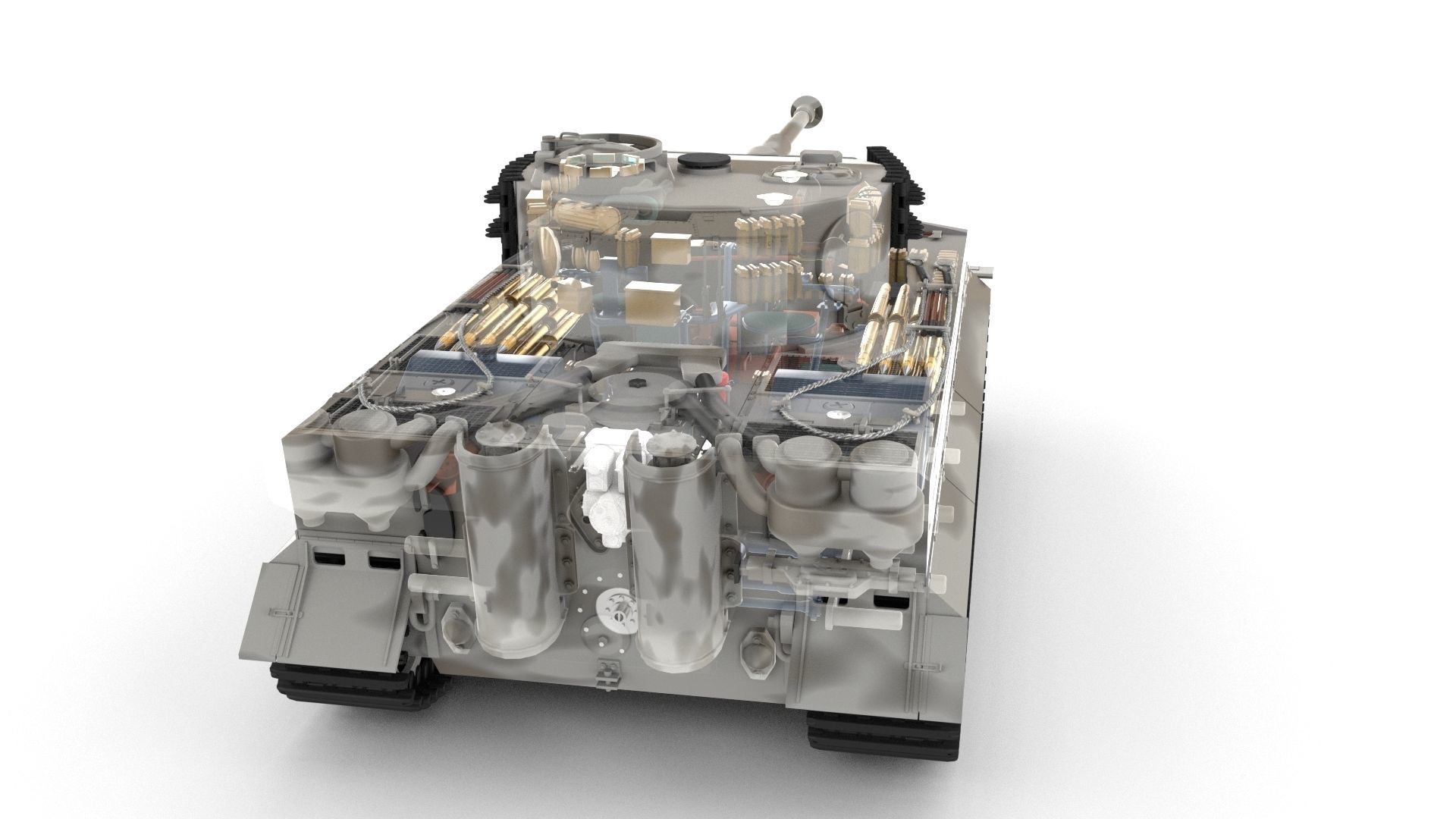 Fully built Panzer Tiger Tank Late 1944 v3 interior and engine 3D model ...