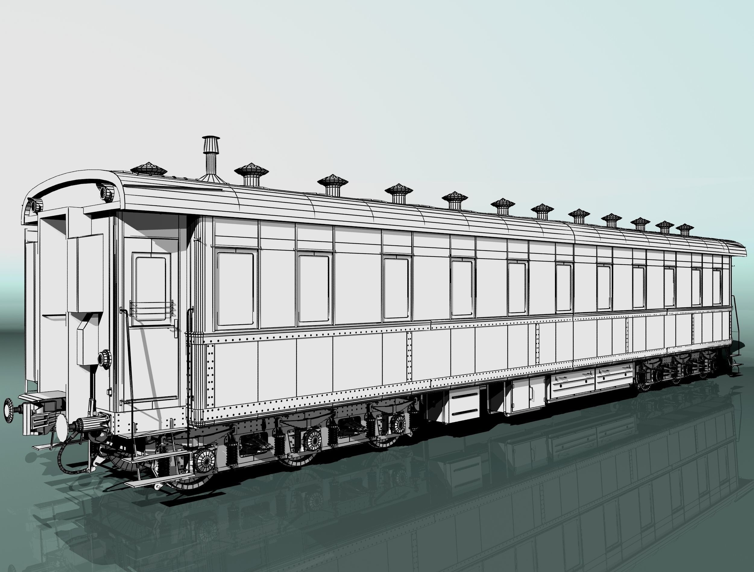 6-axle passenger railcar 3D model | CGTrader