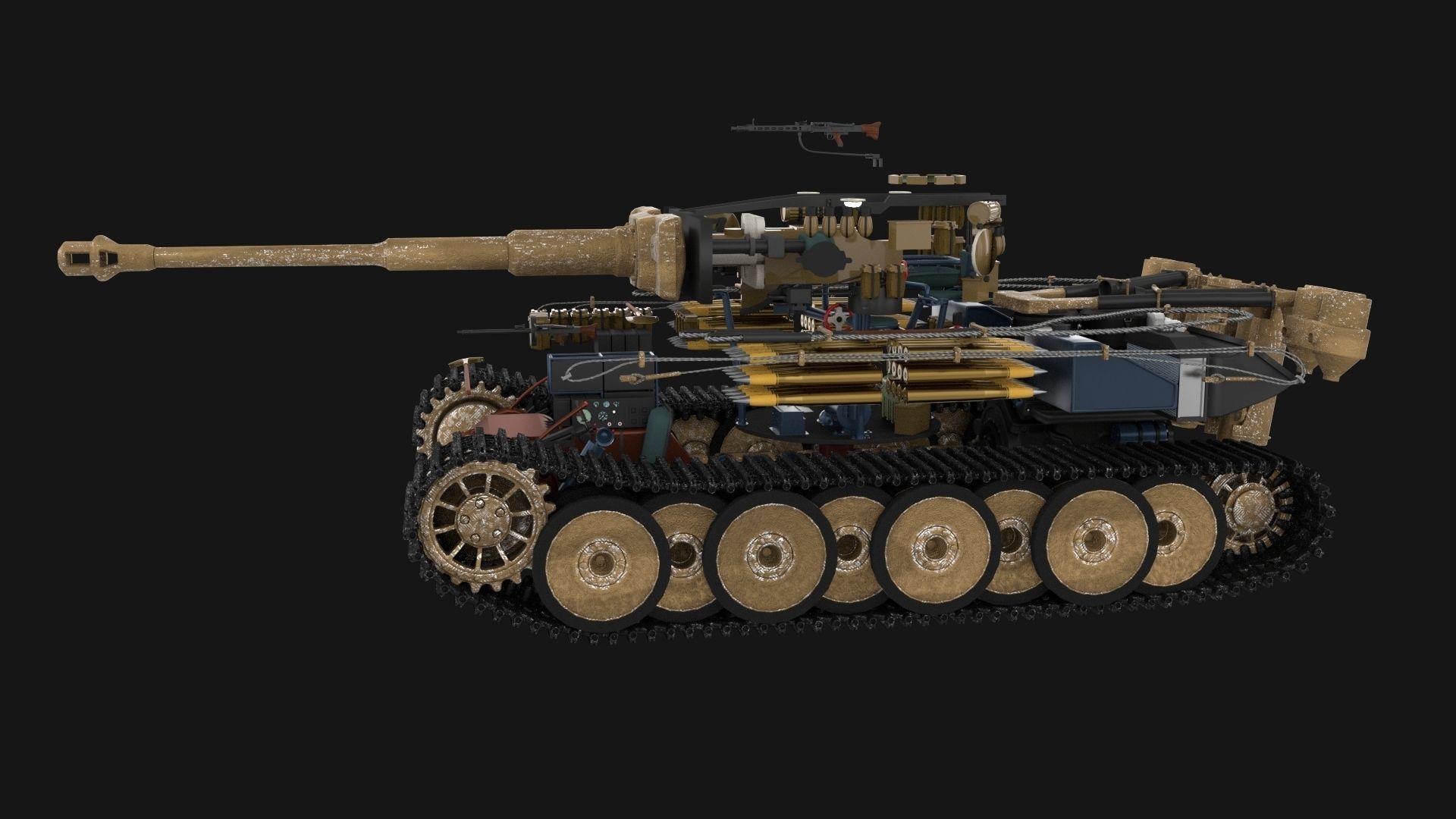 Fully built Panzer Tiger Tank Early interior and engine 3D model | CGTrader