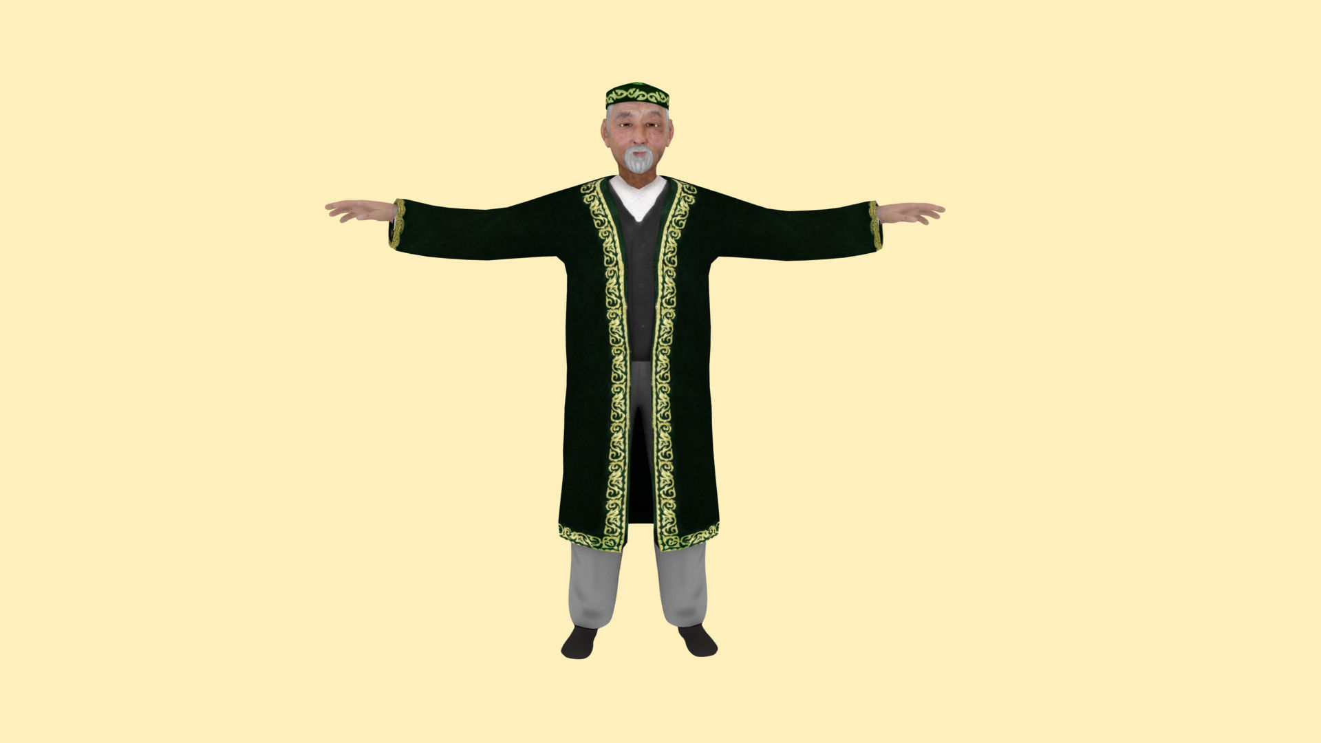 3D model Asian Nomad Old Man Rig VR / AR / low-poly rigged | CGTrader