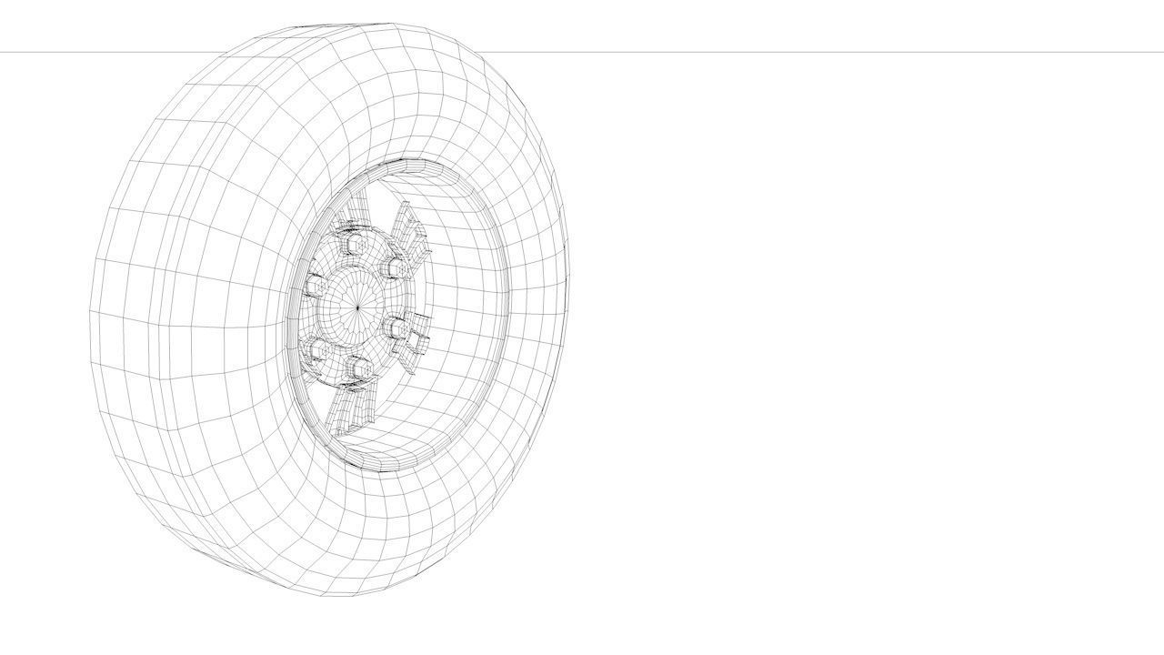 6 Lug Rims with Low Poly Treadless Tire 3D model | CGTrader