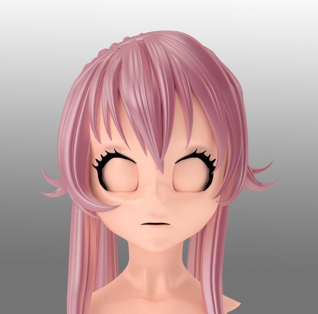 Yuno gasai hair style 3D model | CGTrader