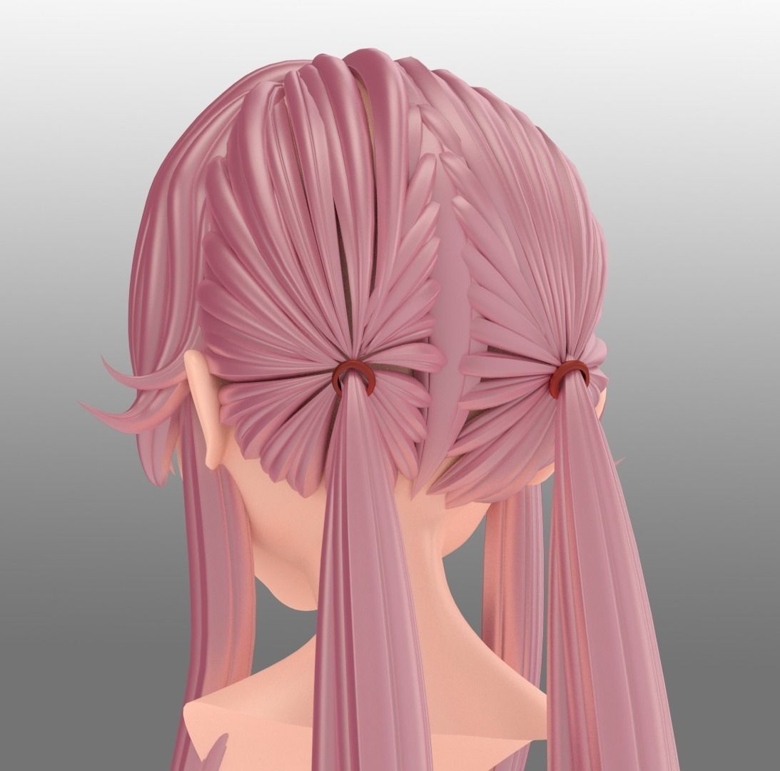 Yuno gasai hair style 3D model | CGTrader
