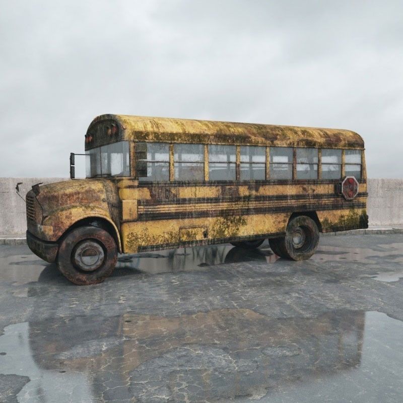 destroyed bus 004 am165 3D model | CGTrader