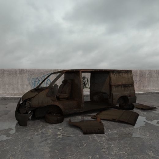 destroyed van 015 am165 3D model | CGTrader