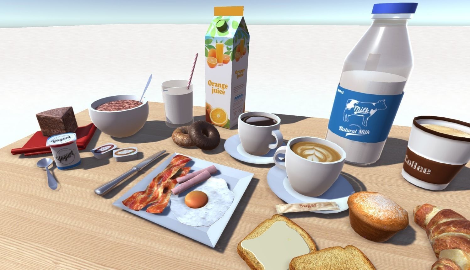 3D model Breakfast Pack VR / AR / low-poly | CGTrader