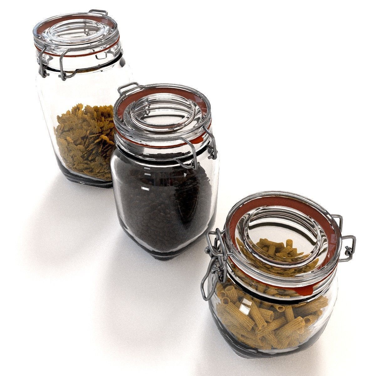 Glass Jar Pack with fillings 3D model | CGTrader