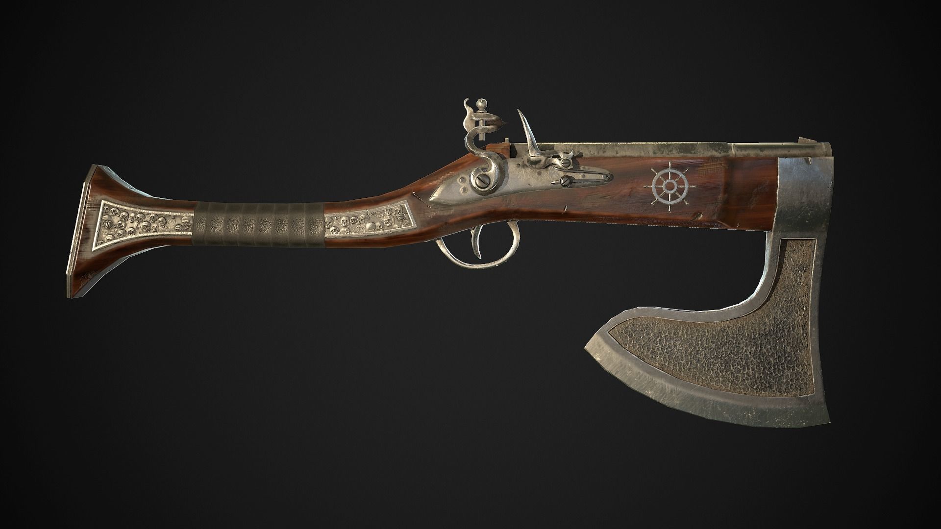 3D model Flintlock Axe-Gun - model and textures VR / AR / low-poly ...