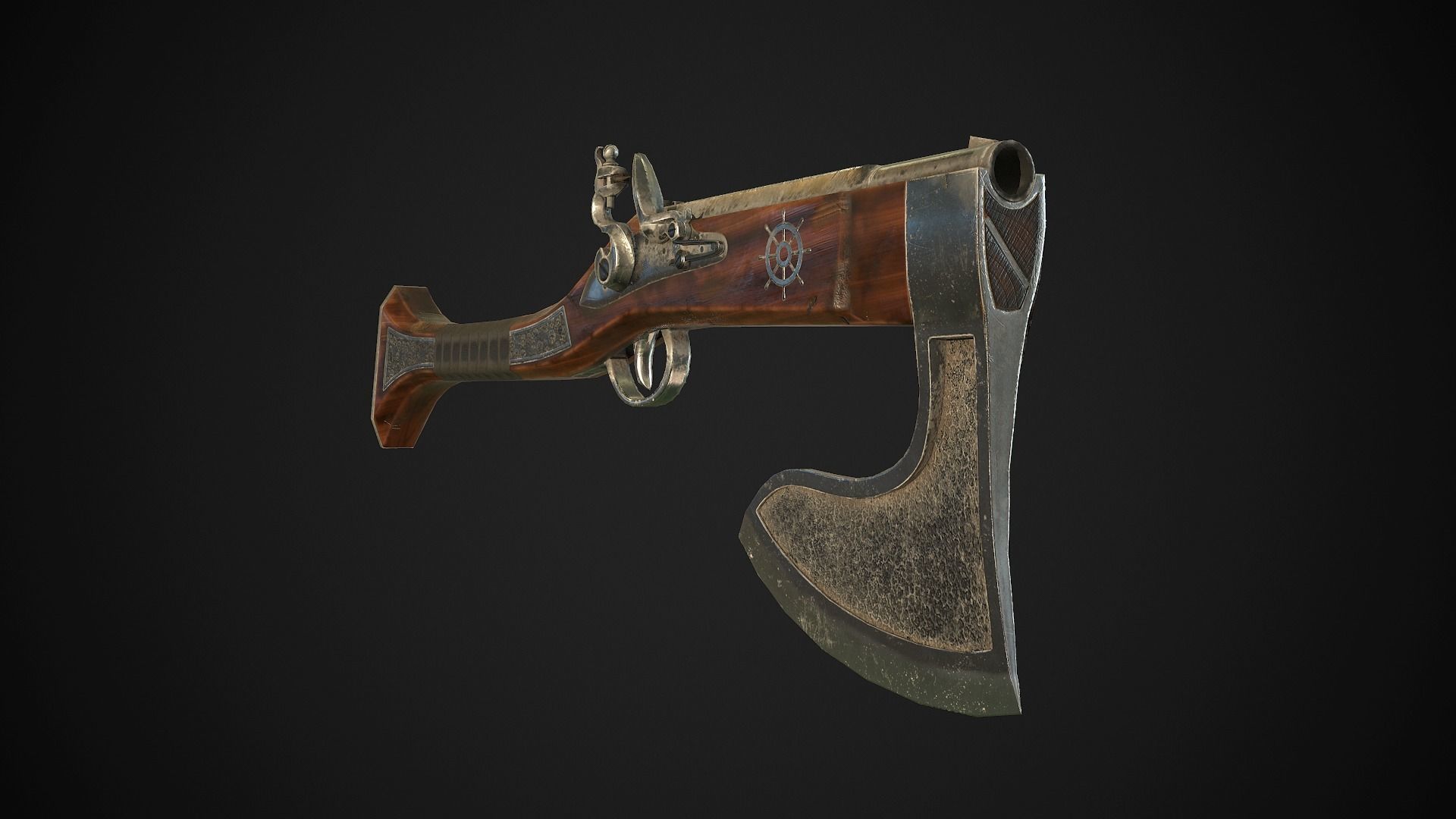 3D model Flintlock Axe-Gun - model and textures VR / AR / low-poly ...