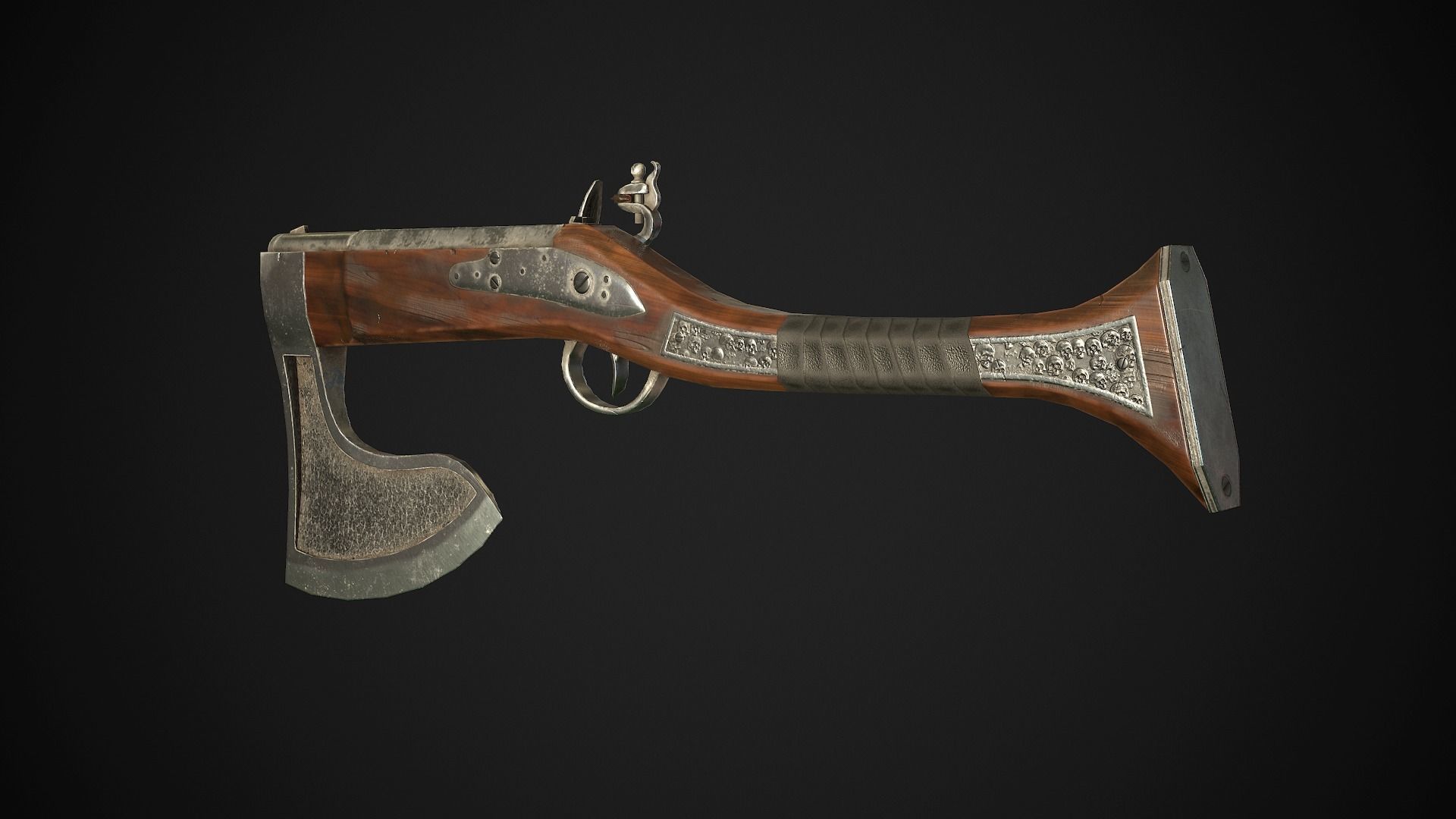 3D model Flintlock Axe-Gun - model and textures VR / AR / low-poly ...