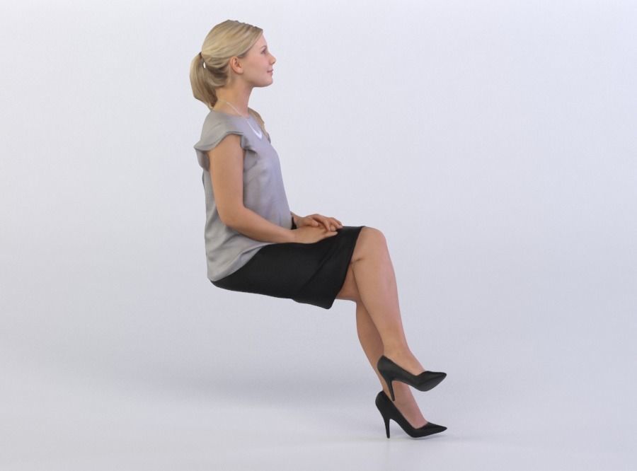 Nina 0218 Woman sitting, leg over knee 3D model | CGTrader