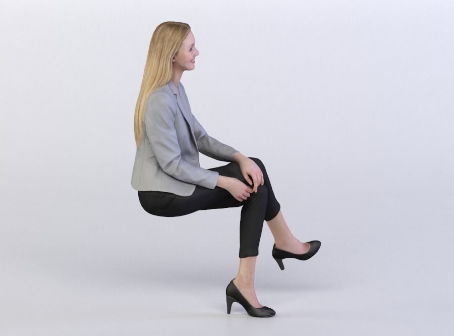 Janna 0507 Woman sitting, leg over the knee 3D model | CGTrader