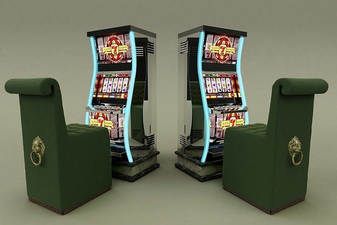 Modern Slotmachine and High Chair for Casino with LionHead 3D model ...