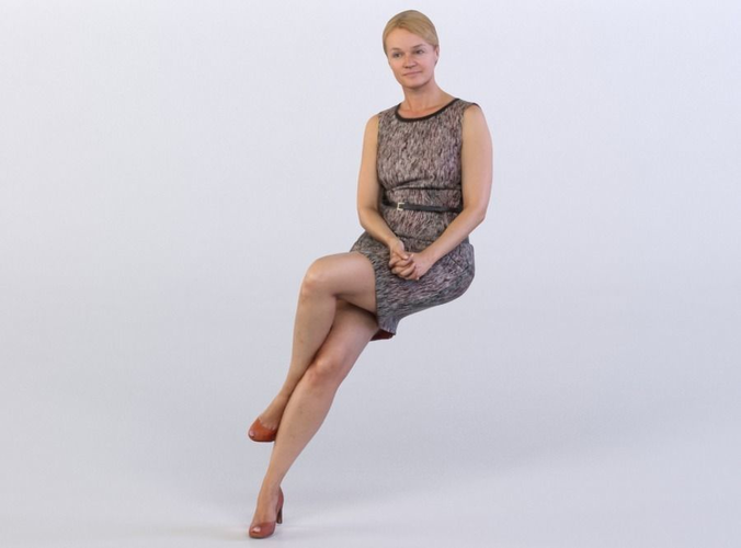 Anna 0039 Woman sitting, leg over a knee 3D model | CGTrader