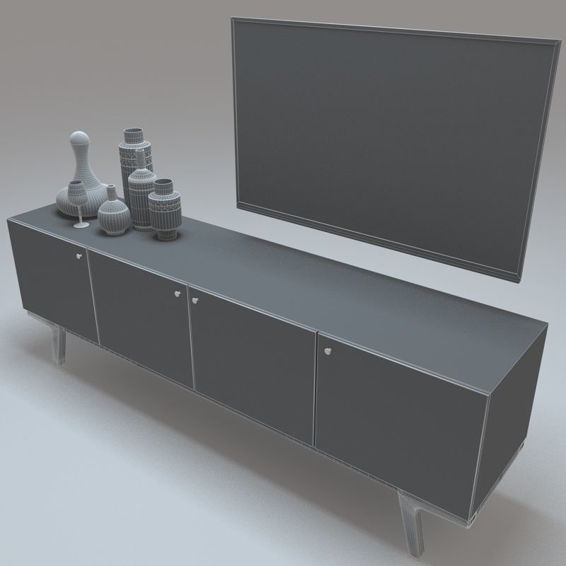 West Elm modern media console 3D model | CGTrader