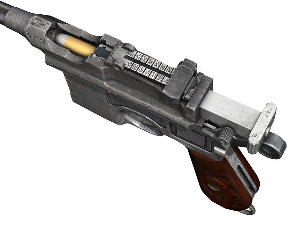 Mauser C96 Broomhandle - M1916 - Red 9 3D model | CGTrader