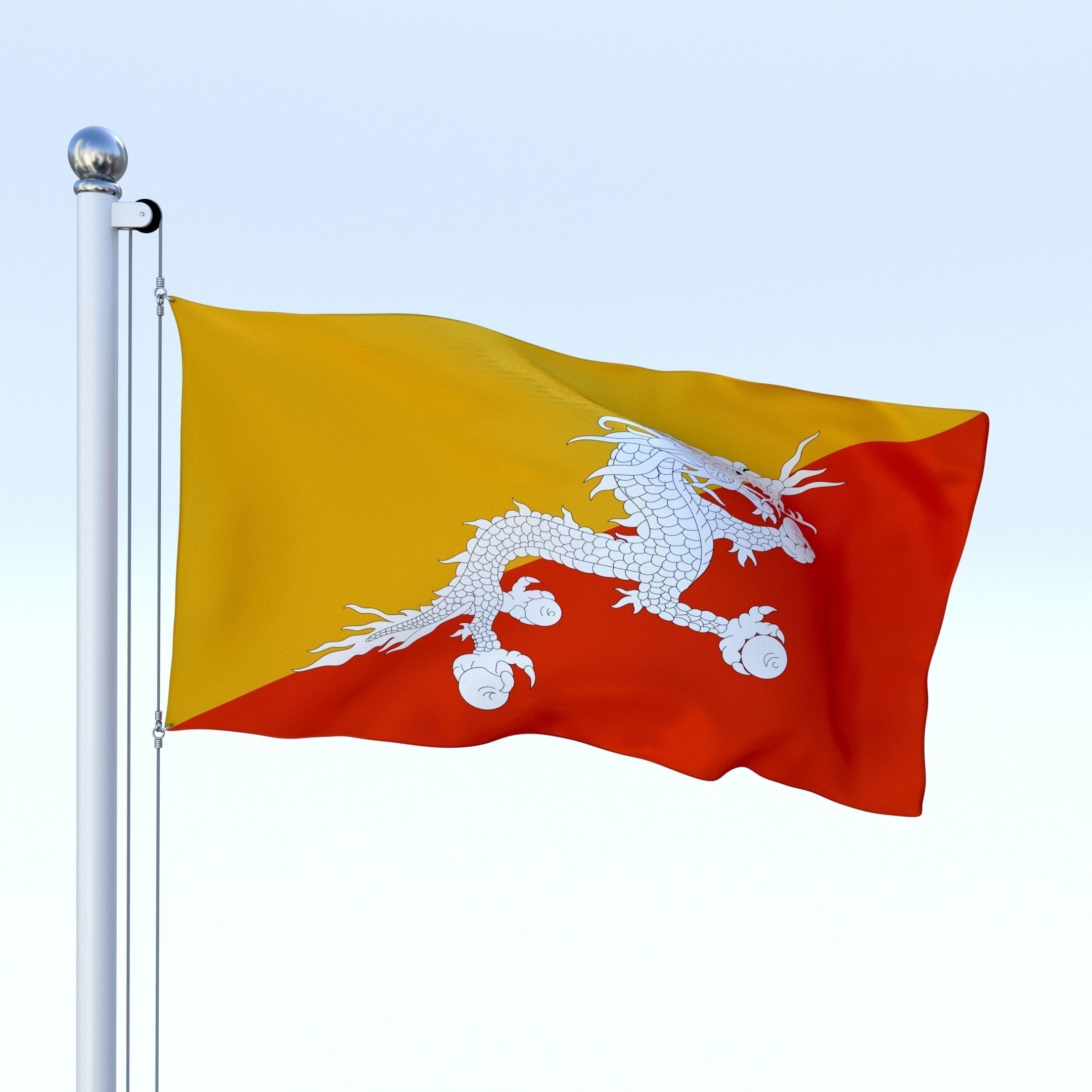 3D model Animated Kingdom of Bhutan Flag VR / AR / low-poly animated ...
