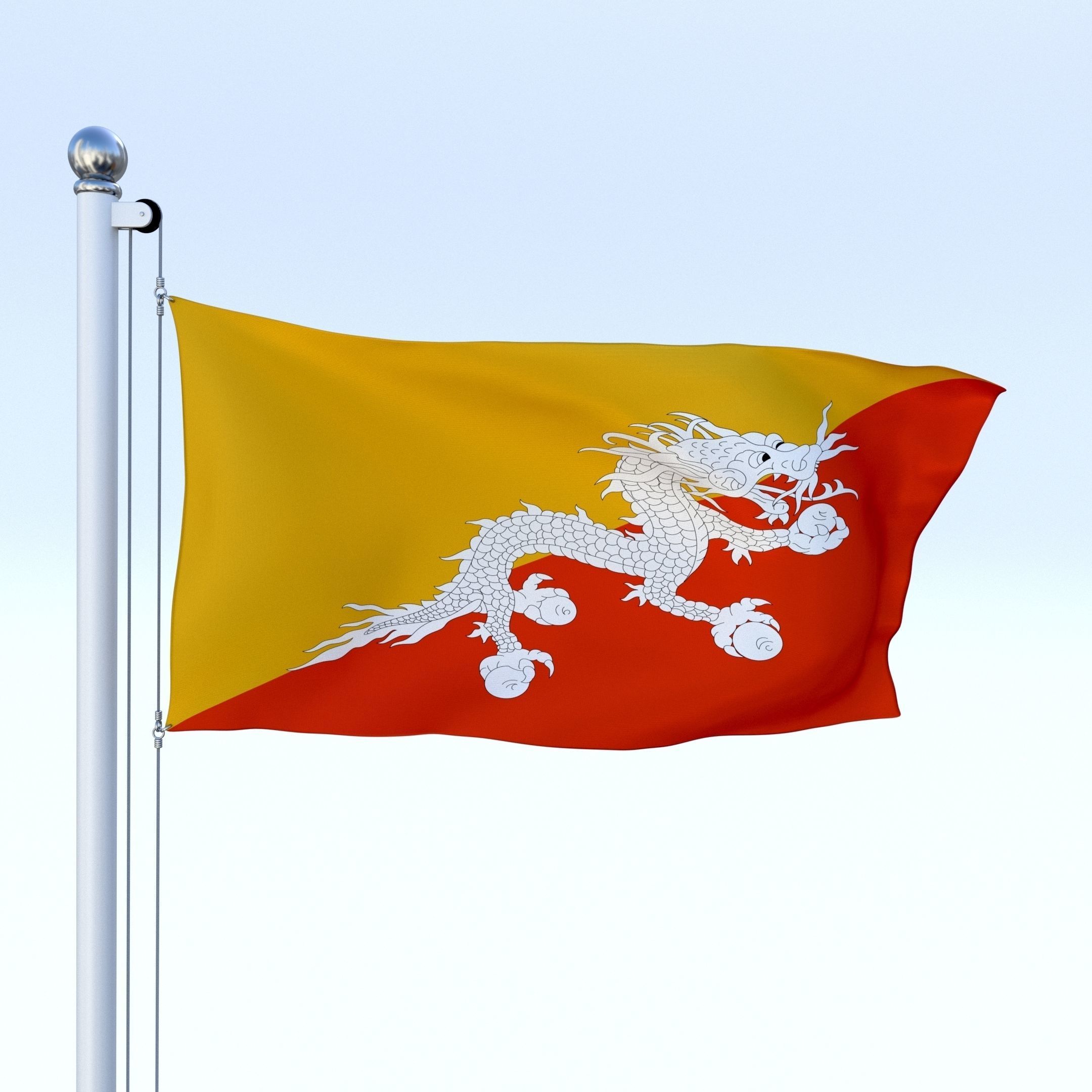 3D model Animated Kingdom of Bhutan Flag VR / AR / low-poly animated ...