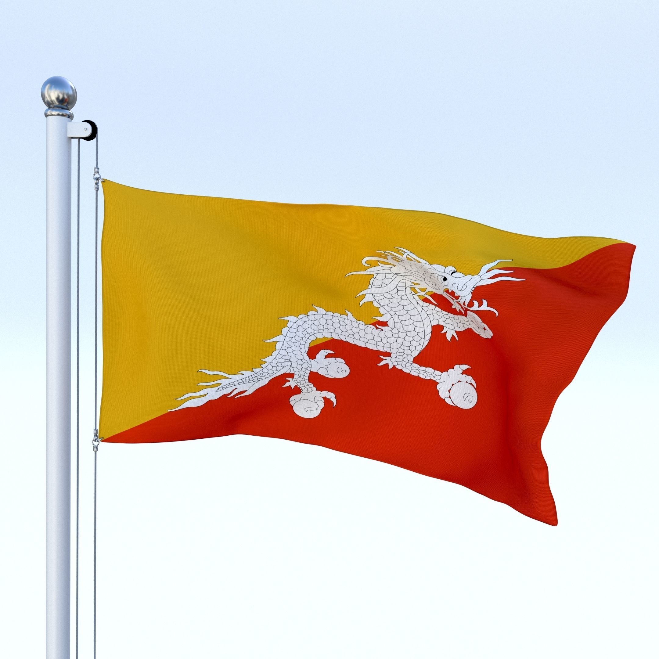 3D model Animated Kingdom of Bhutan Flag VR / AR / low-poly animated ...