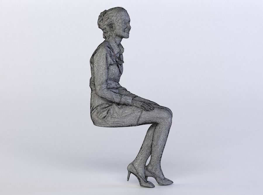 Petra 0136 Woman sitting, looking up 3D model | CGTrader