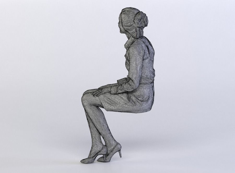 Petra 0136 Woman sitting, looking up 3D model | CGTrader