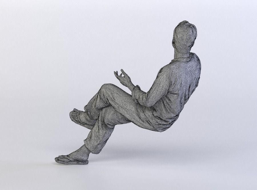 Dennis 0246 Man in Pyjamas sitting, Leg over the knee 3D model | CGTrader