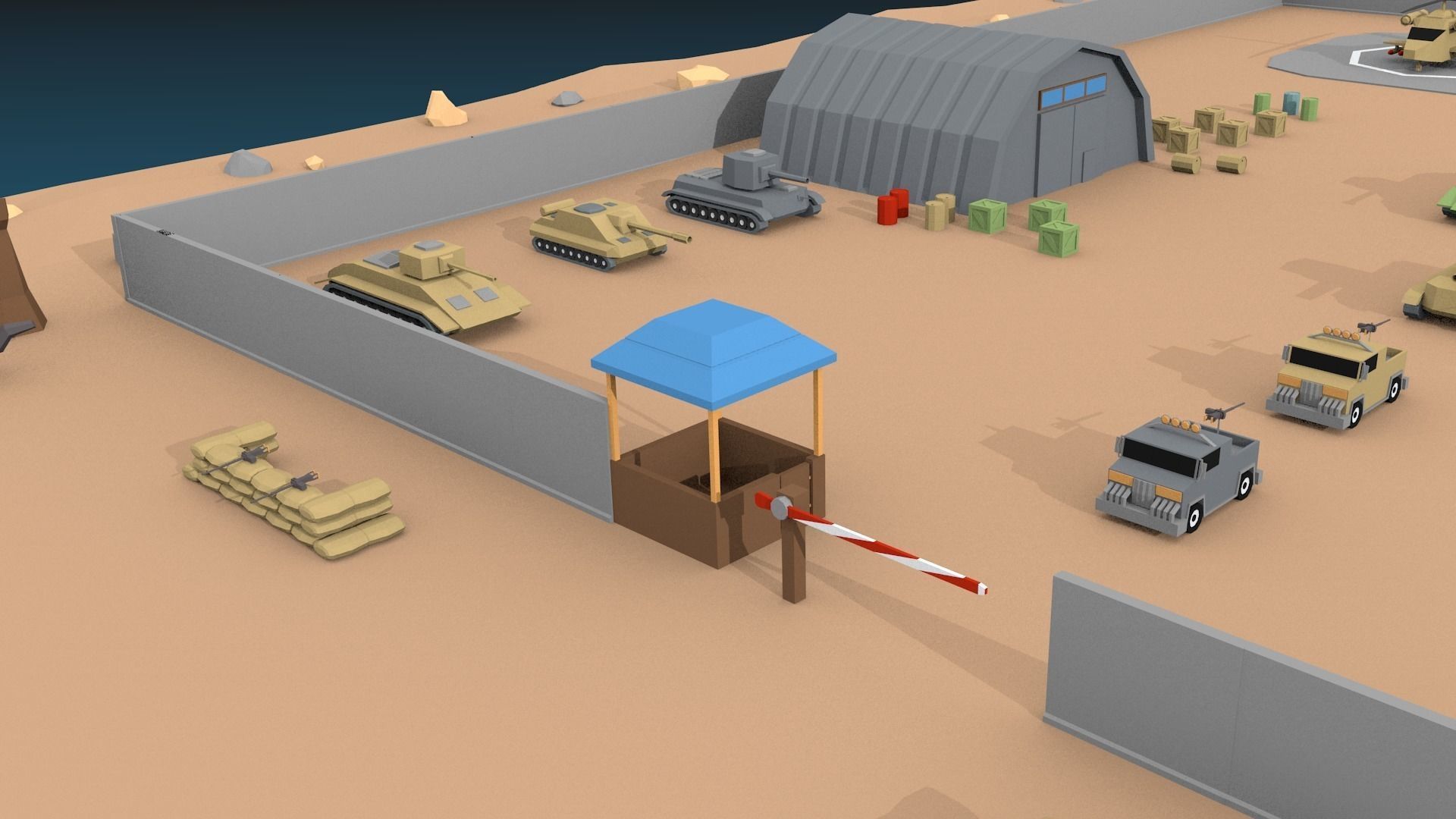 3D model Low Poly Military Base Pack VR / AR / low-poly | CGTrader