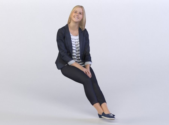 Kati 0177 Woman sitting, looking up 3D model | CGTrader