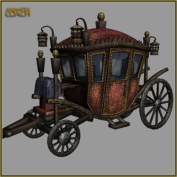 3D model Animated Medieval Coach VR / AR / low-poly rigged animated ...