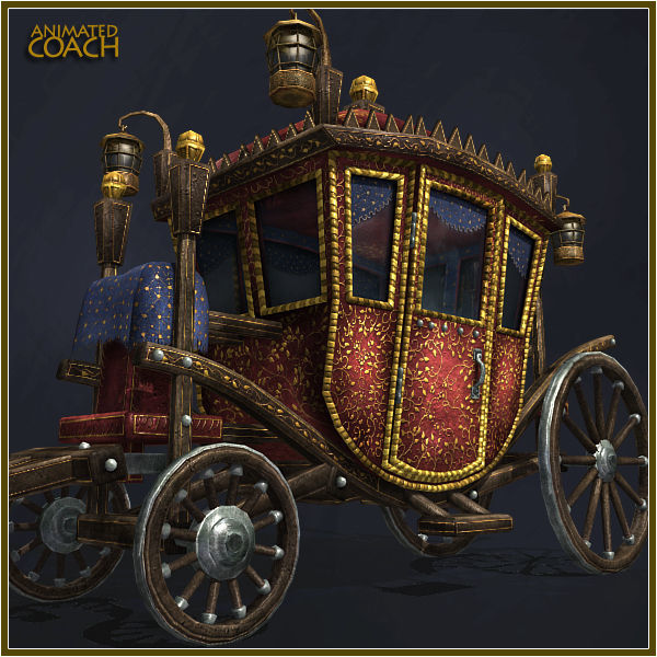 3D model Animated Medieval Coach VR / AR / low-poly rigged animated ...