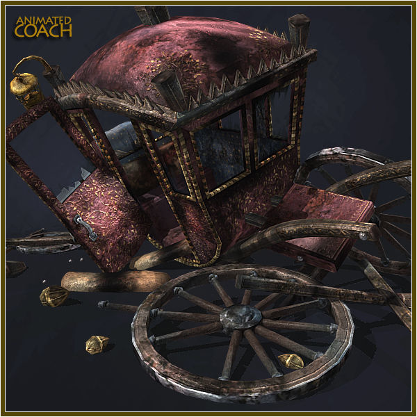 3D model Animated Medieval Coach VR / AR / low-poly rigged animated ...