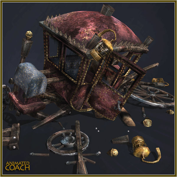 3D model Animated Medieval Coach VR / AR / low-poly rigged animated ...