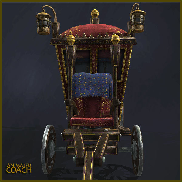 3D model Animated Medieval Coach VR / AR / low-poly rigged animated ...