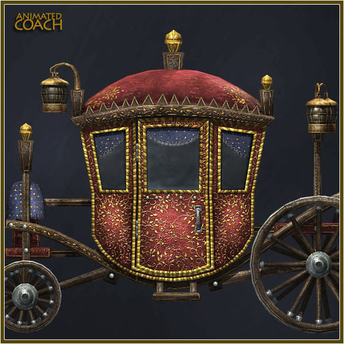 3D model Animated Medieval Coach VR / AR / low-poly rigged animated ...