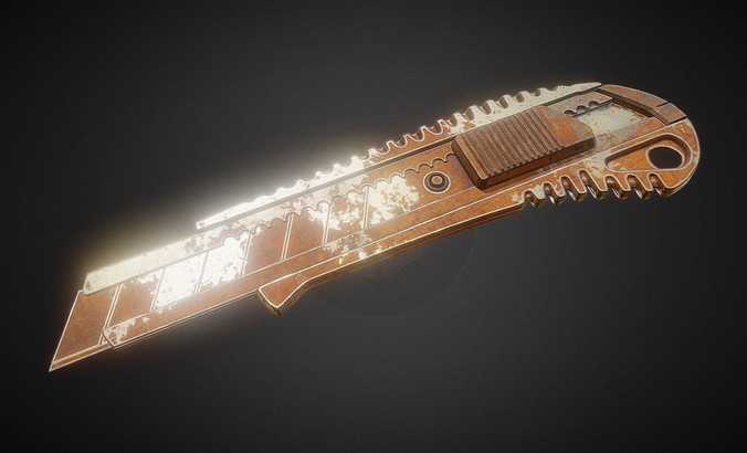 3D model Box Cutter Lowpoly Rusty Version - Gameready - PBR VR / AR ...
