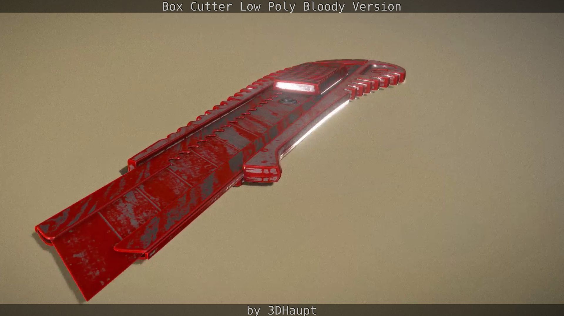 3D model Box Cutter Lowpoly Bloody Version - Gameready - PBR Textures ...