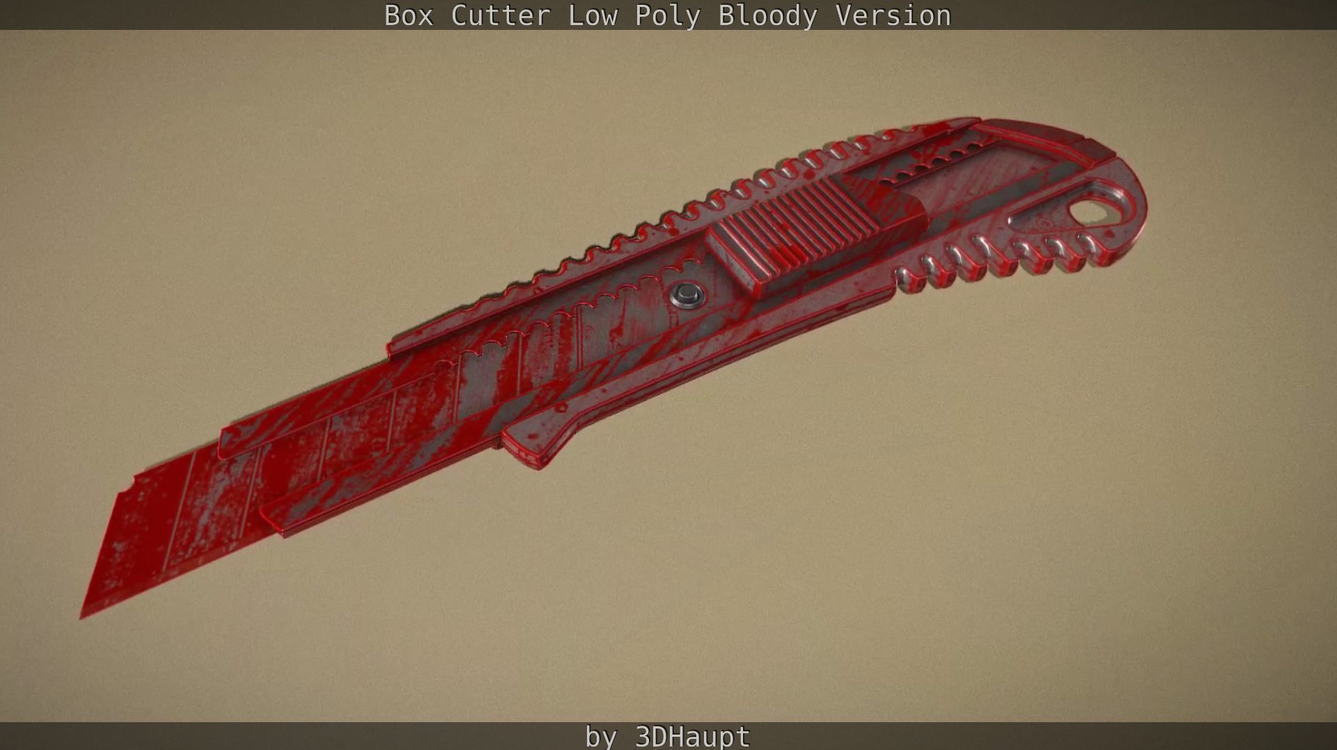 3D model Box Cutter Lowpoly Bloody Version - Gameready - PBR Textures ...