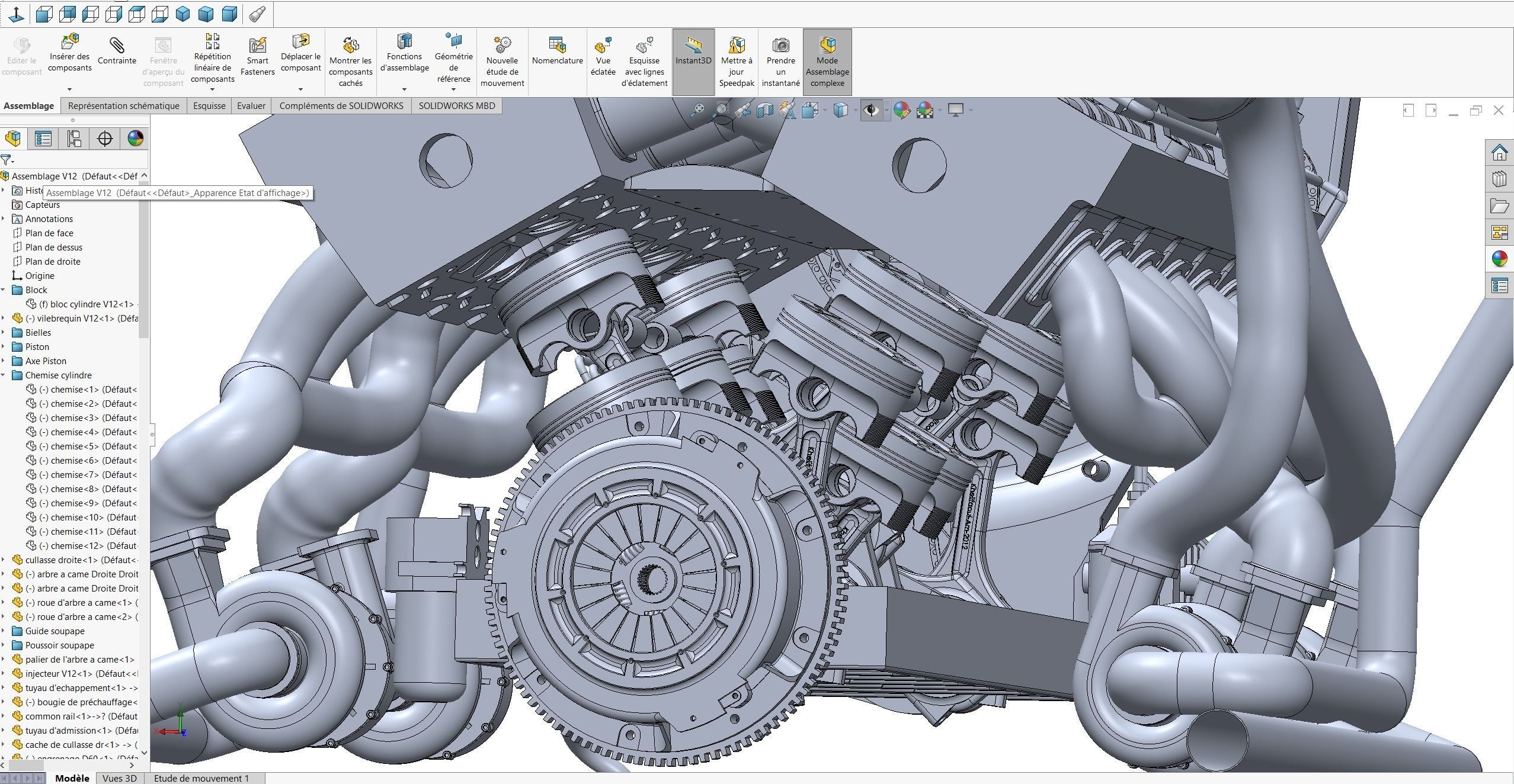 V12 Engine Model with native file Solidworks 3D model | CGTrader