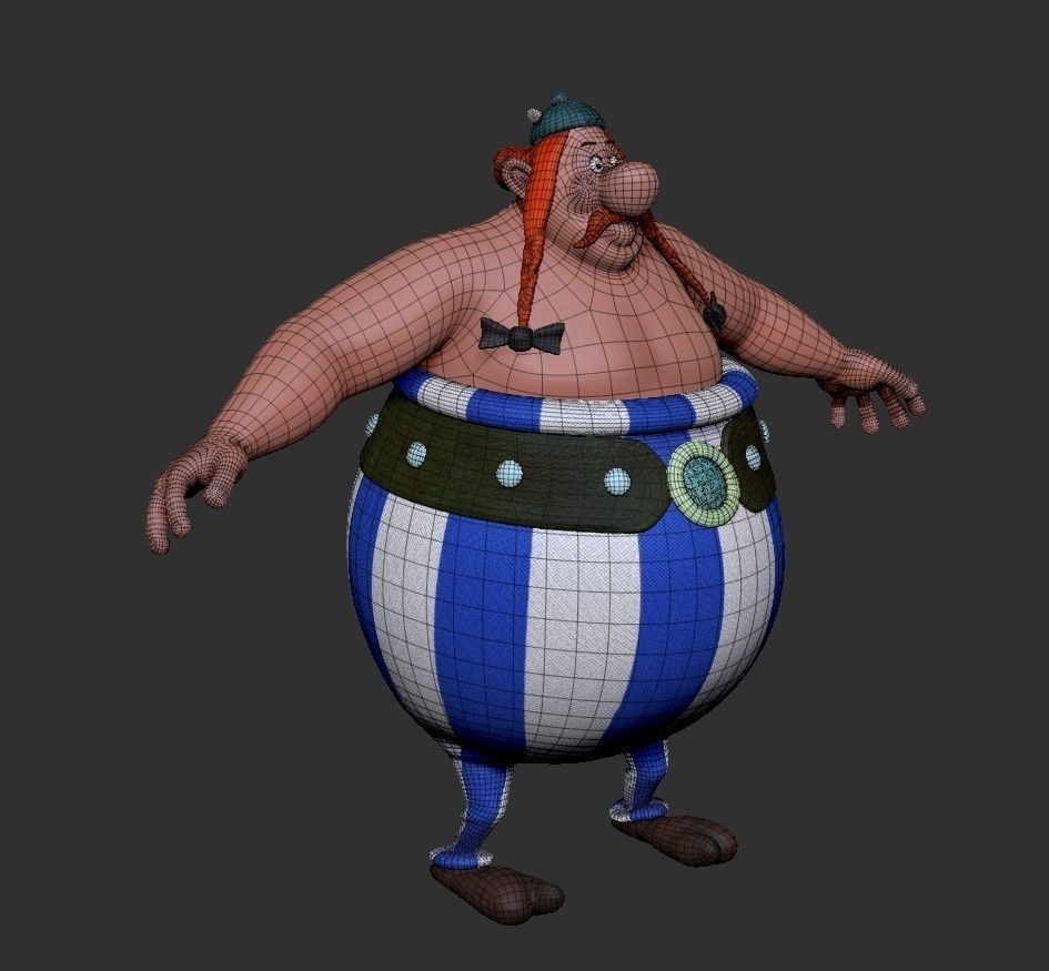 3D model Obelix Low Poly with 4k Texture and Displacement map VR / AR ...