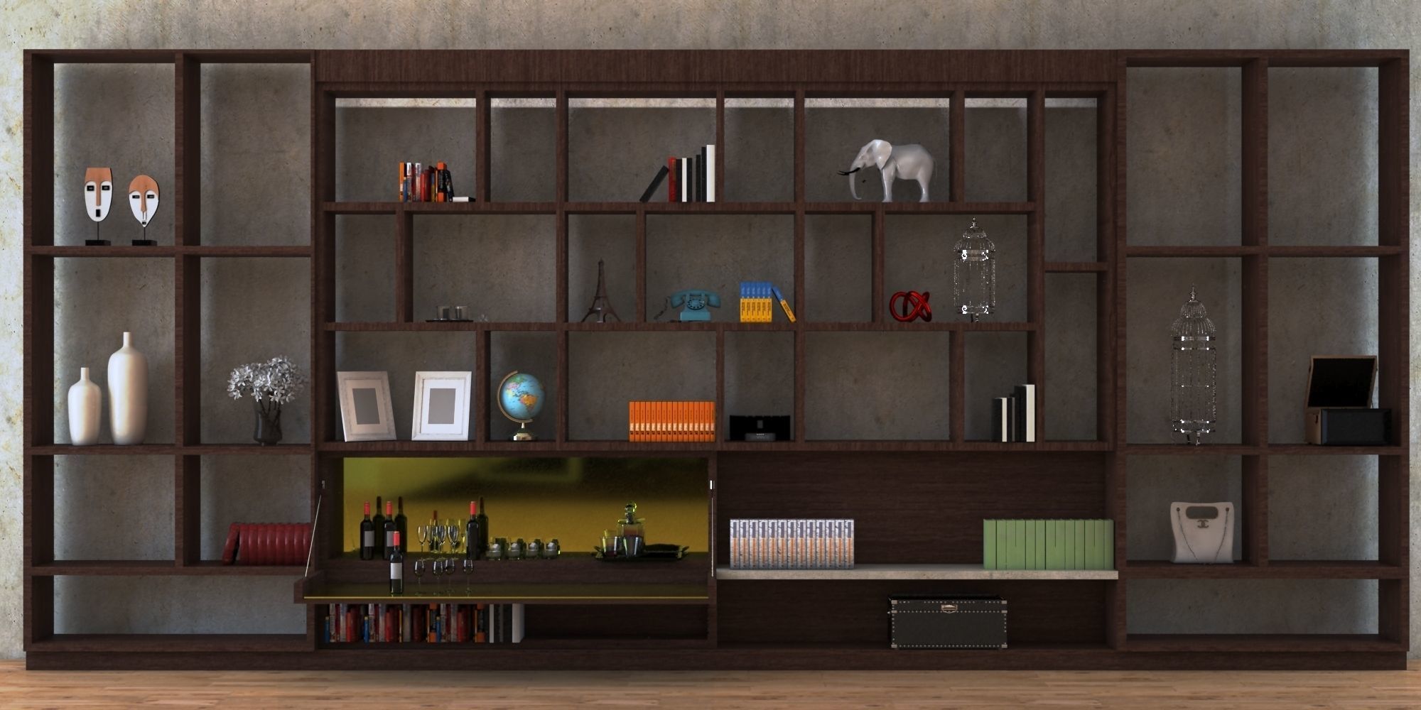 Bookseller bookcase design 3D model | CGTrader