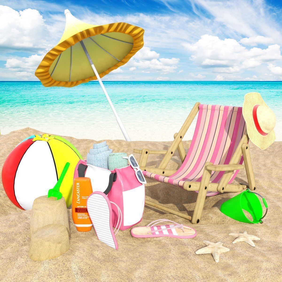Beach collection 3D model | CGTrader