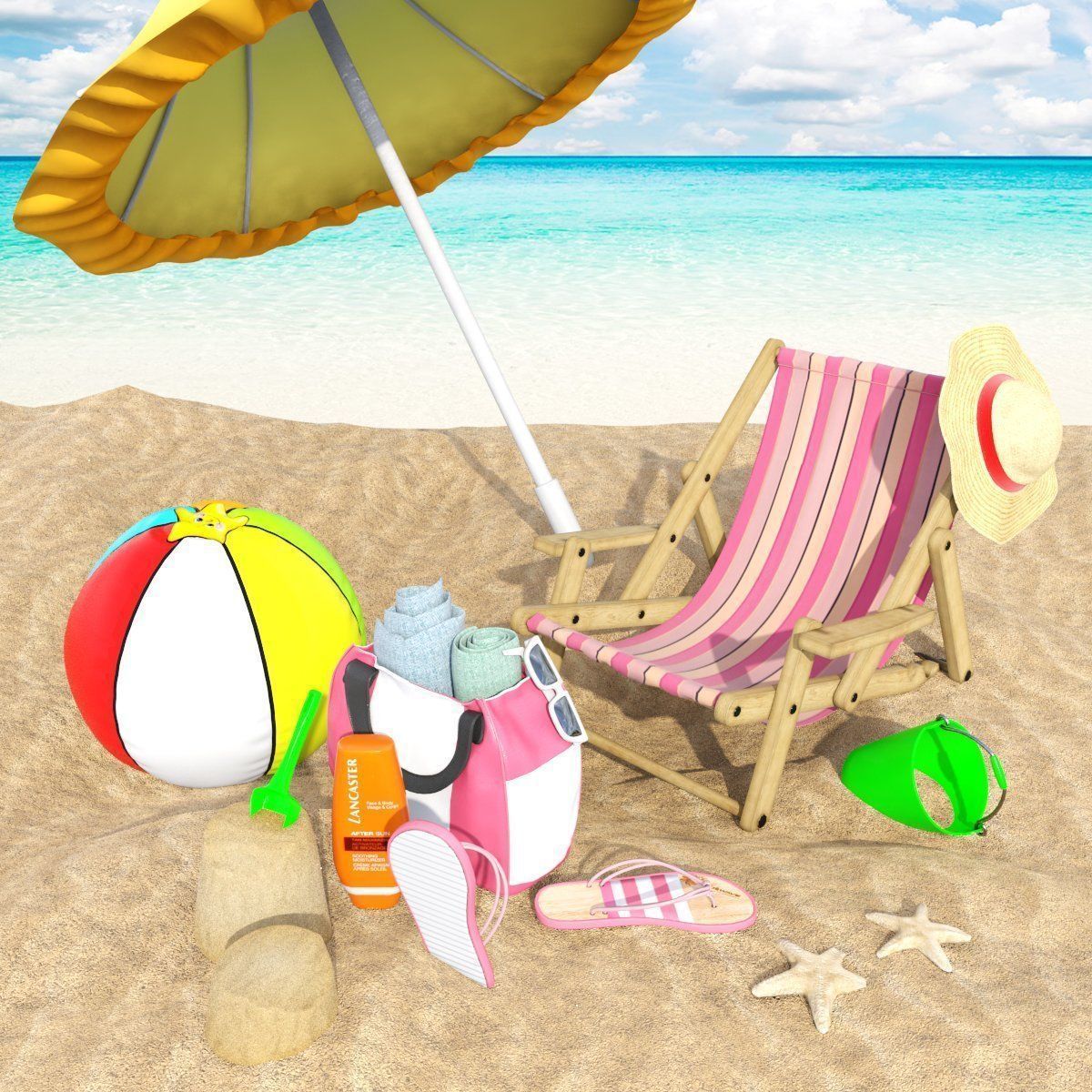 Beach collection 3D model | CGTrader