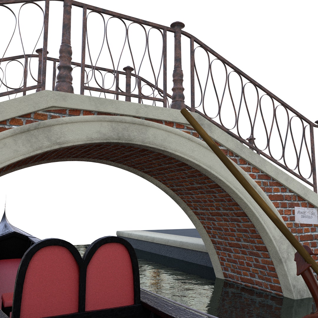 venetian bridge with gondola 3D model | CGTrader