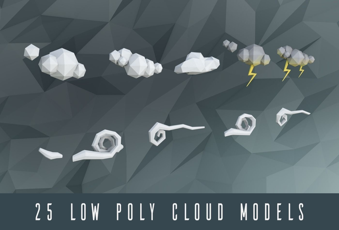 3D model Low poly clouds cloud VR / AR / low-poly | CGTrader
