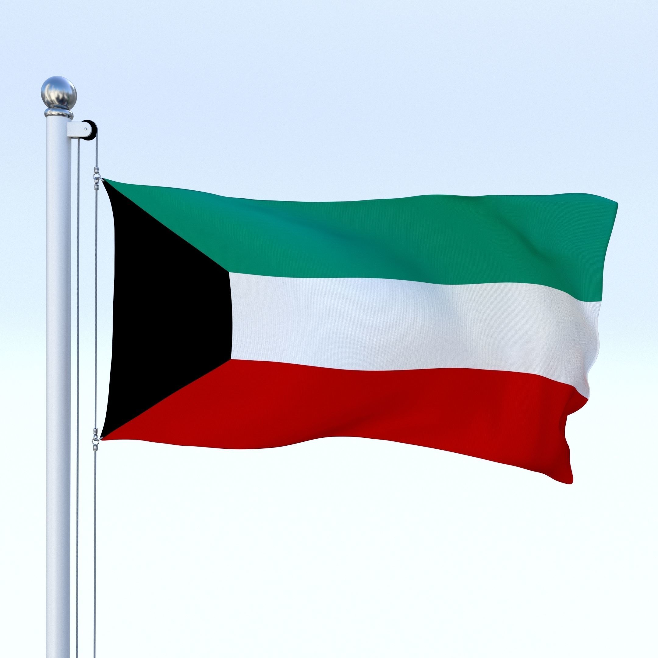 3D model Animated Kuwait Flag VR / AR / low-poly animated | CGTrader