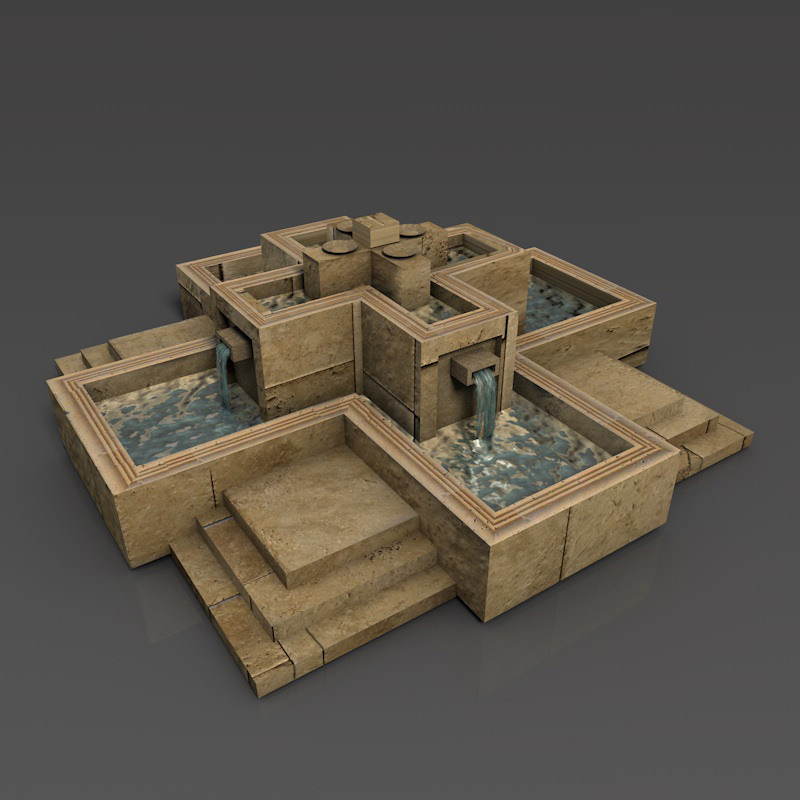 3D model Low poly Fountain with stairs VR / AR / low-poly | CGTrader