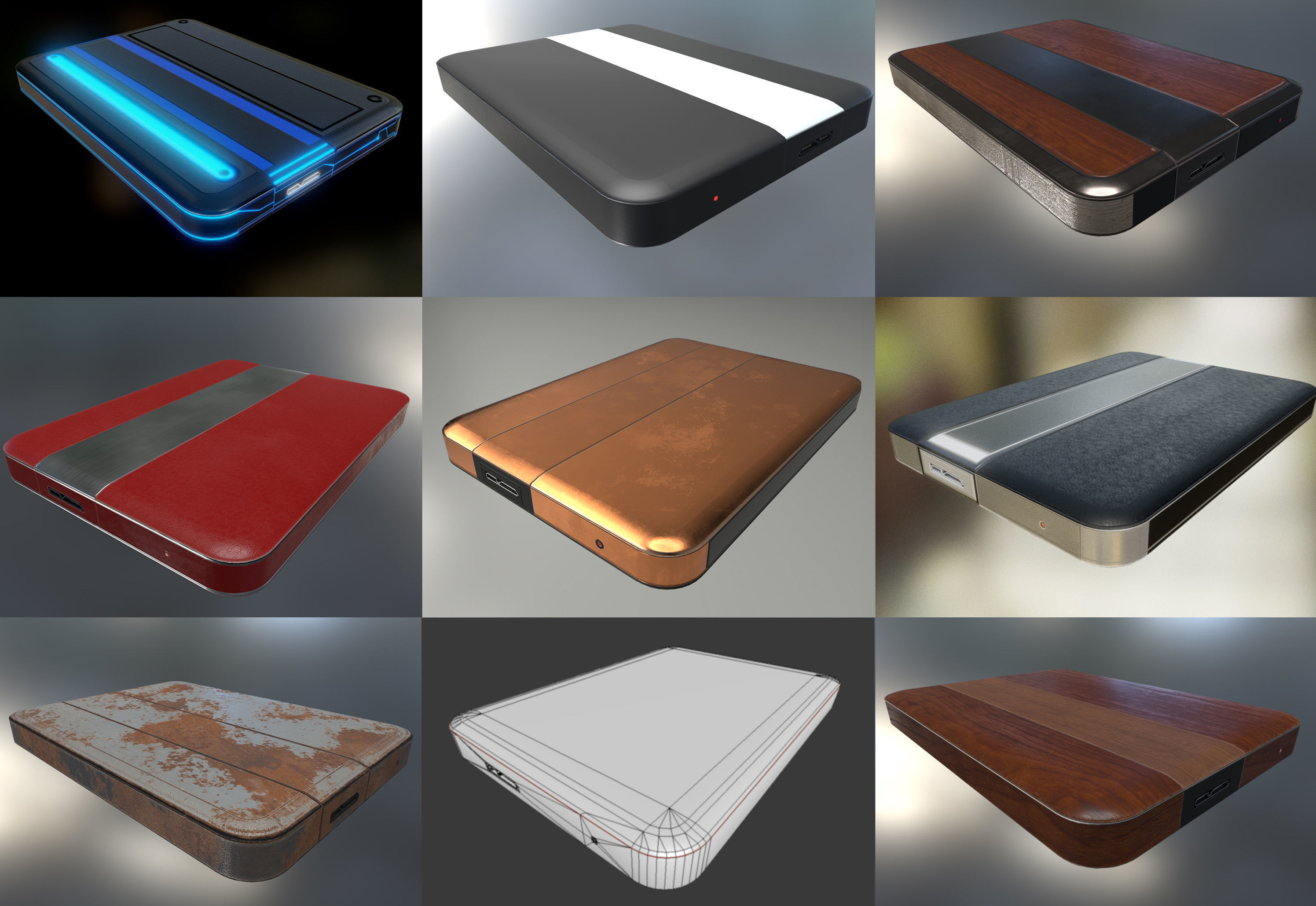 3D model External Hard Drive Collection - Gameready - PBR VR / AR / low ...