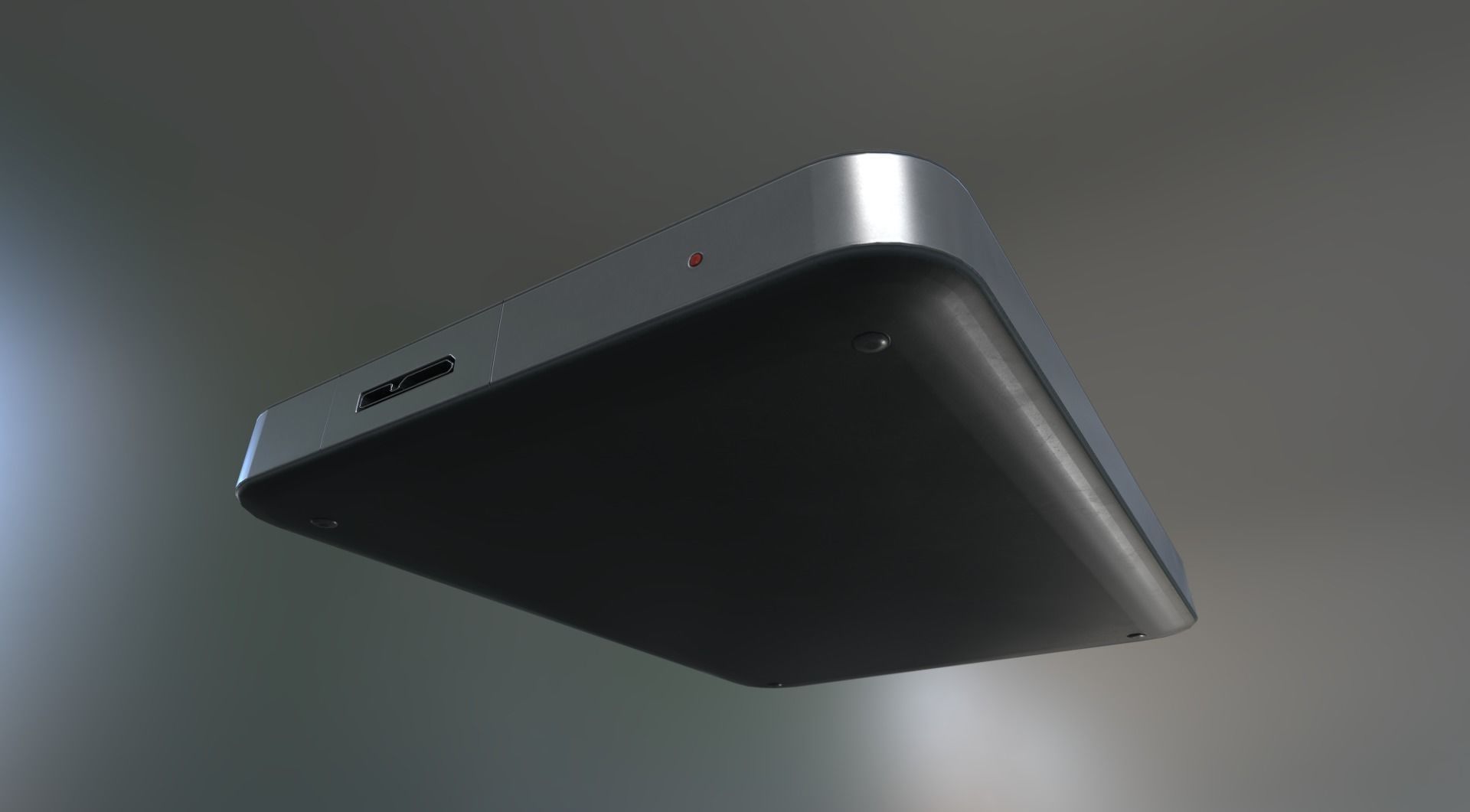 3D model External HDD With USB Cable Rigged Aluminium Version VR / AR ...